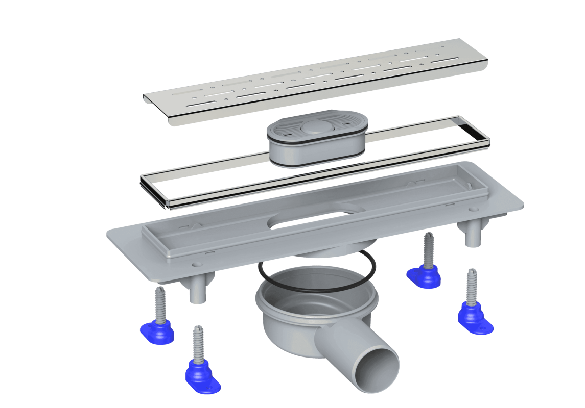 Maxiflow Prime Shower Drain Stainless Chrome Grid 40cm Bottom Outlet