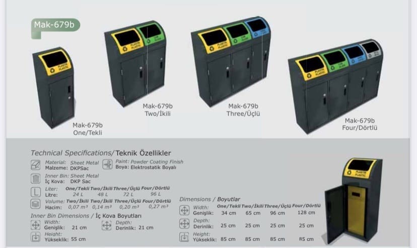 MAK-679B Multi-Compartment Recycle Bin